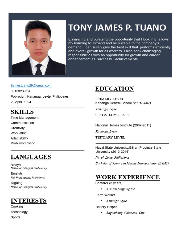 Tuano TJ. Resume | PDF