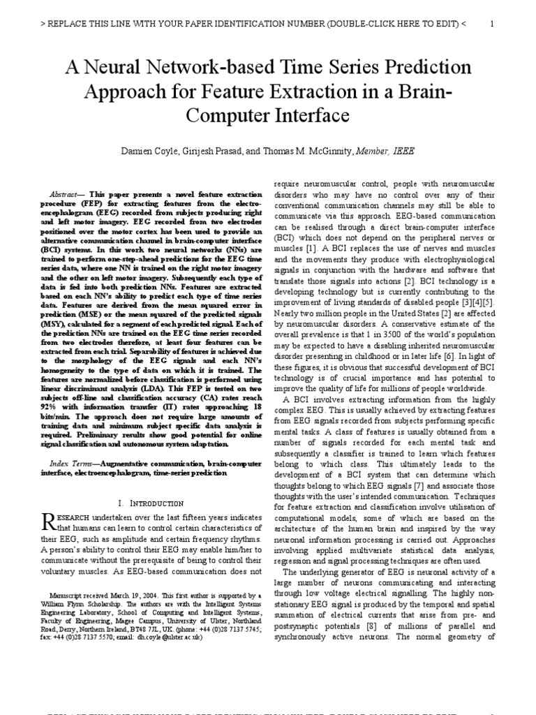 Neural Network Time Series Prediction Approach for EEG-Based BCI | PDF | Electroencephalography ...