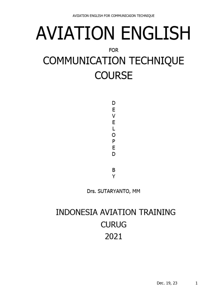 Aviation English Communication Techniques | PDF | Verb | Subject (Grammar)