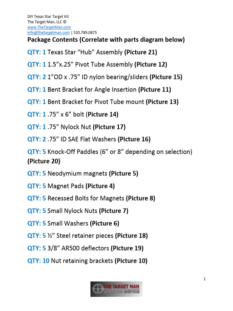 DIY Texas Star Target Assembly Guide | PDF | Screw | Welding