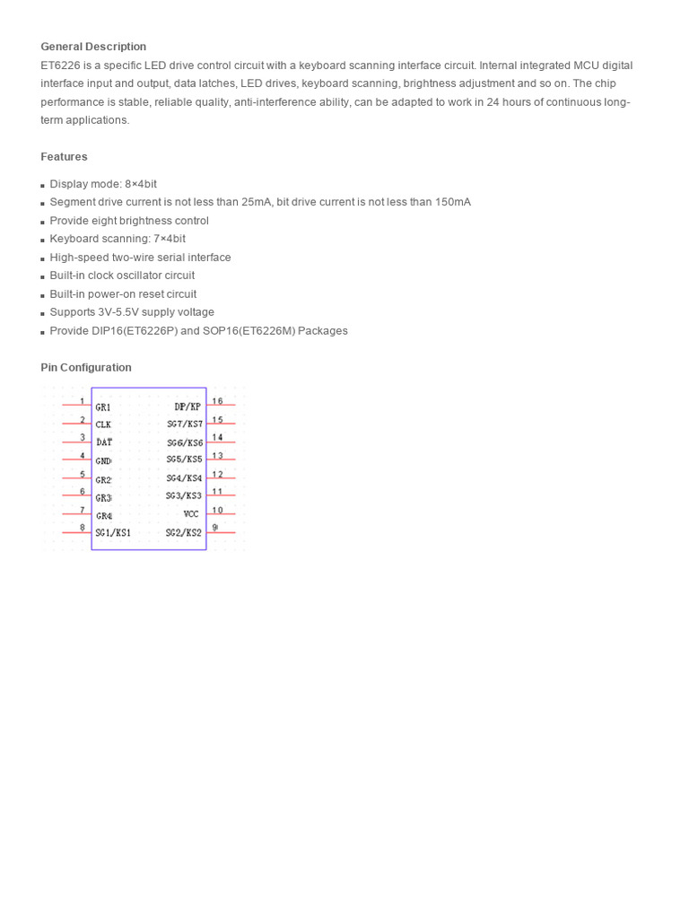 ET6226 EtekMicroelectronics | PDF