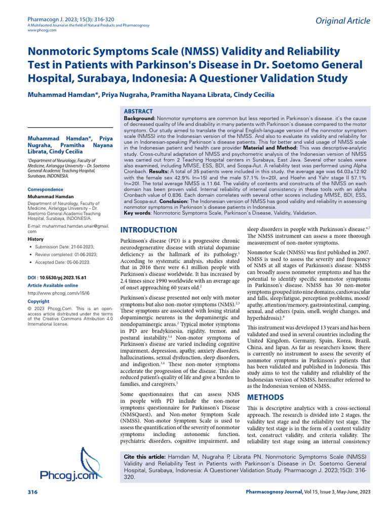 Indonesian NMSS | PDF | Parkinson's Disease | Medical Specialties