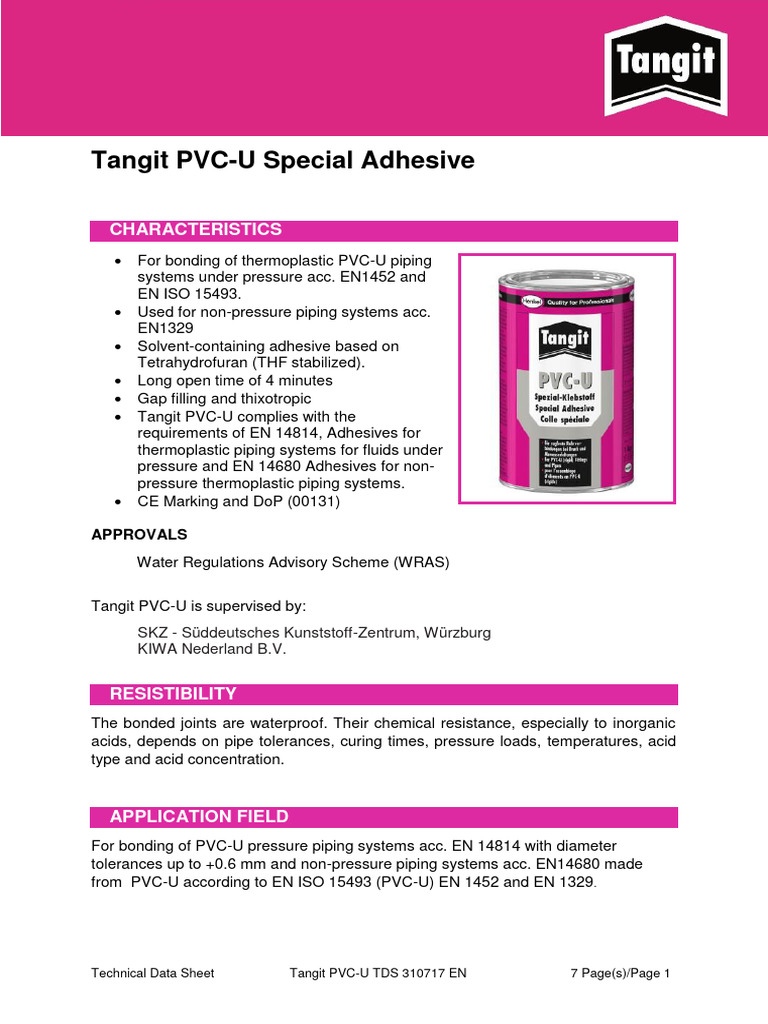 Tangit PVC U Can 500g | PDF | Polyvinyl Chloride | Pipe (Fluid Conveyance)