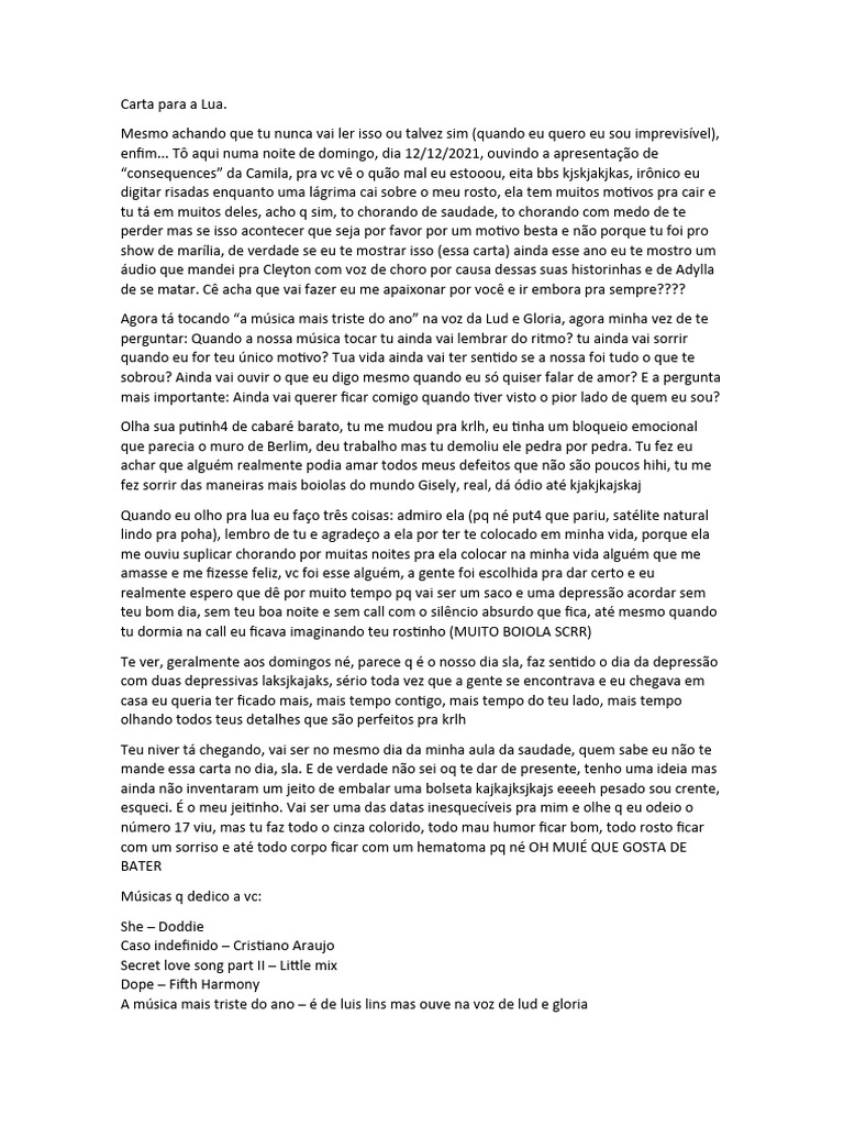 Carta para A Lua | PDF | Amor