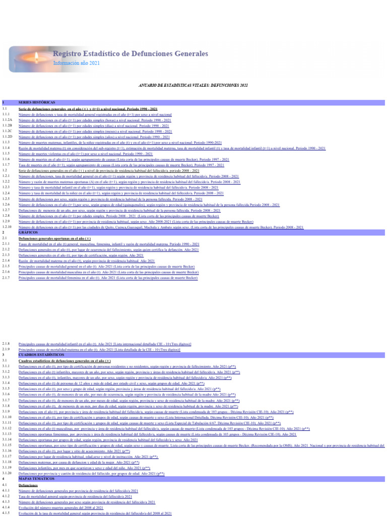 Tabulados y Series EDG 2021 | PDF | Estadísticas | Tasa de mortalidad
