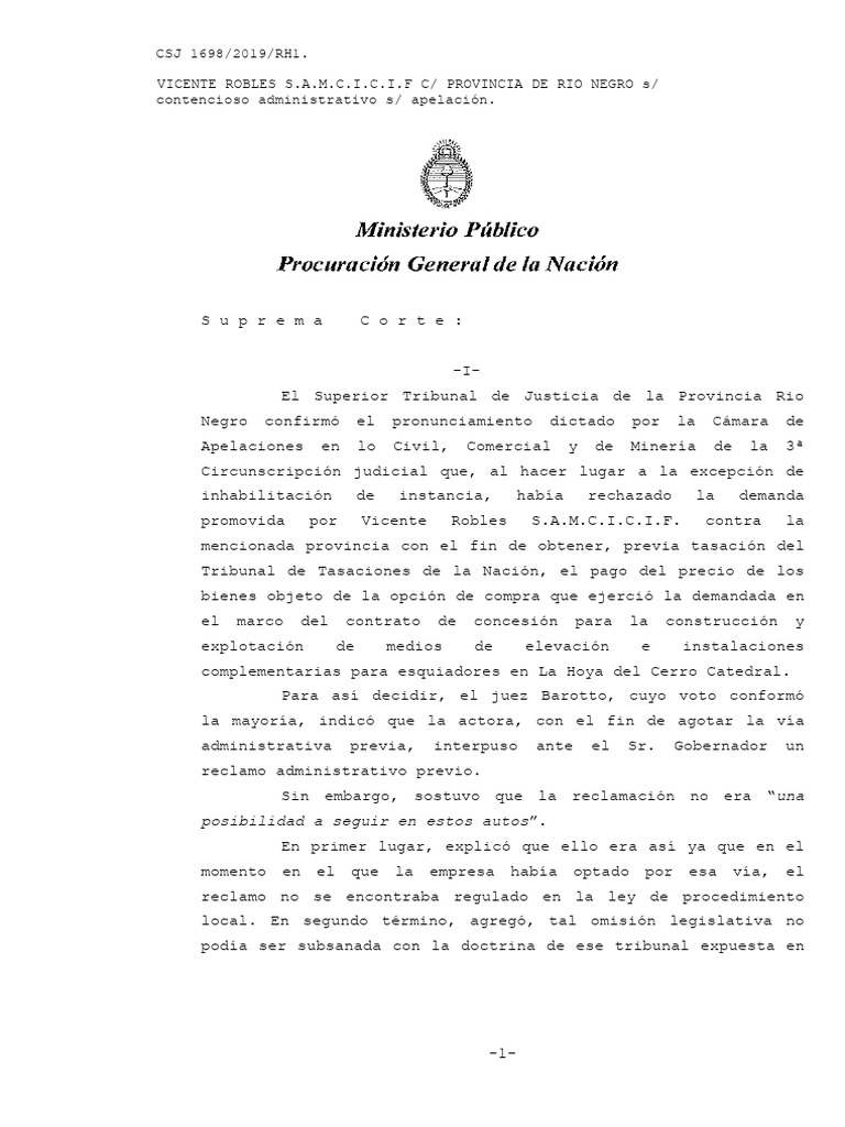 Vicente Robles CSJ 1698 2019 RH1 | PDF | Valoración (Finanzas ...