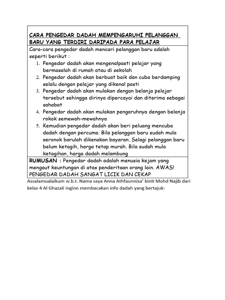 Cara Pengedar Dadah Mempengaruhi Pelanggan Baru Yang Terdiri Daripada ...