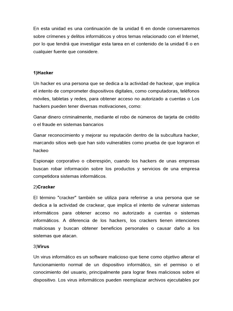 Crímenes Informáticos y Seguridad Digital | PDF | Virus de computadora ...