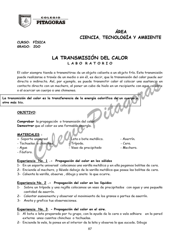Fisica - 2º | PDF | Calor | Conduccion termica