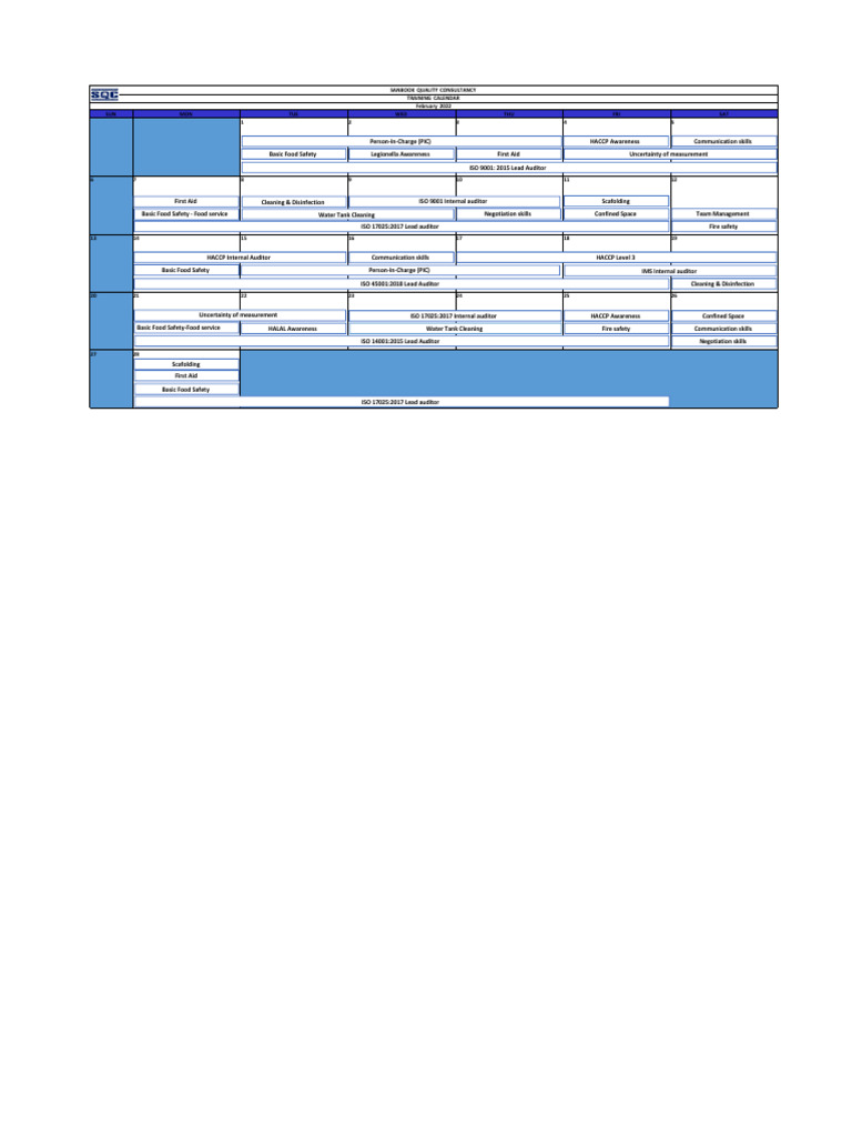 982training Calendar FEB Merged | Download Free PDF | Hazard Analysis ...