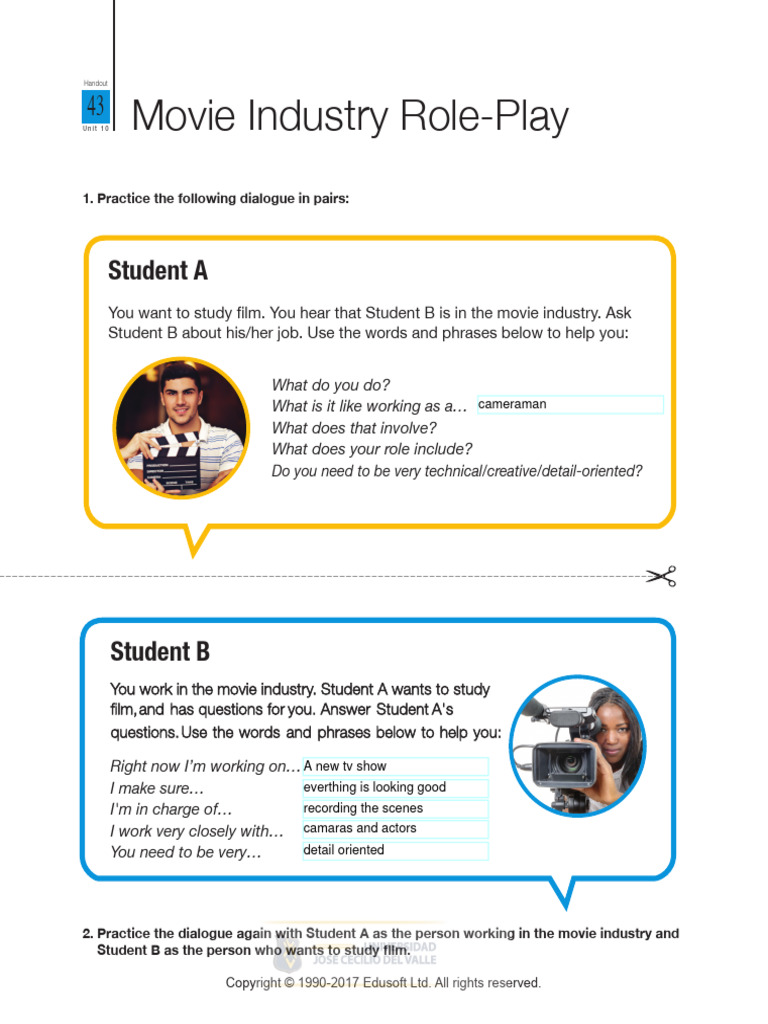 10 Intermediate II Handout 43 Unit 10 Movie Making Movie Industry | PDF
