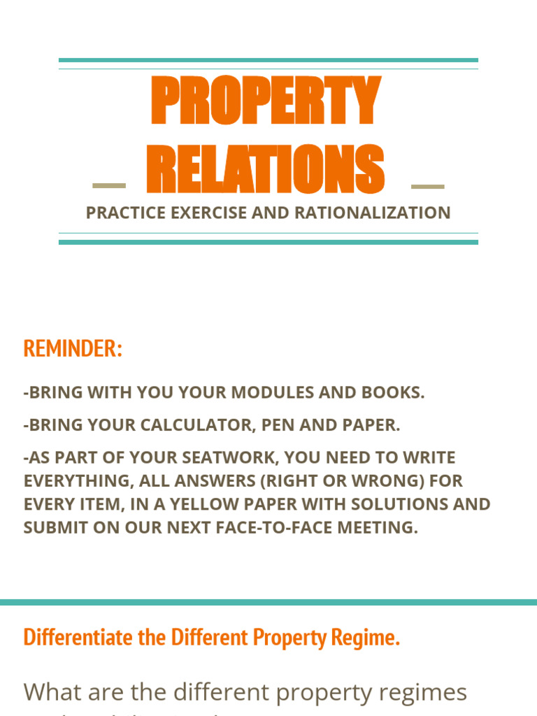 Slide 3 - Practice Exercise - Property Relations | PDF | Marriage ...