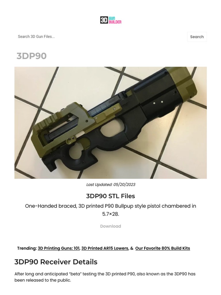 3D P90 3D Printed | PDF | Screw | Firearms