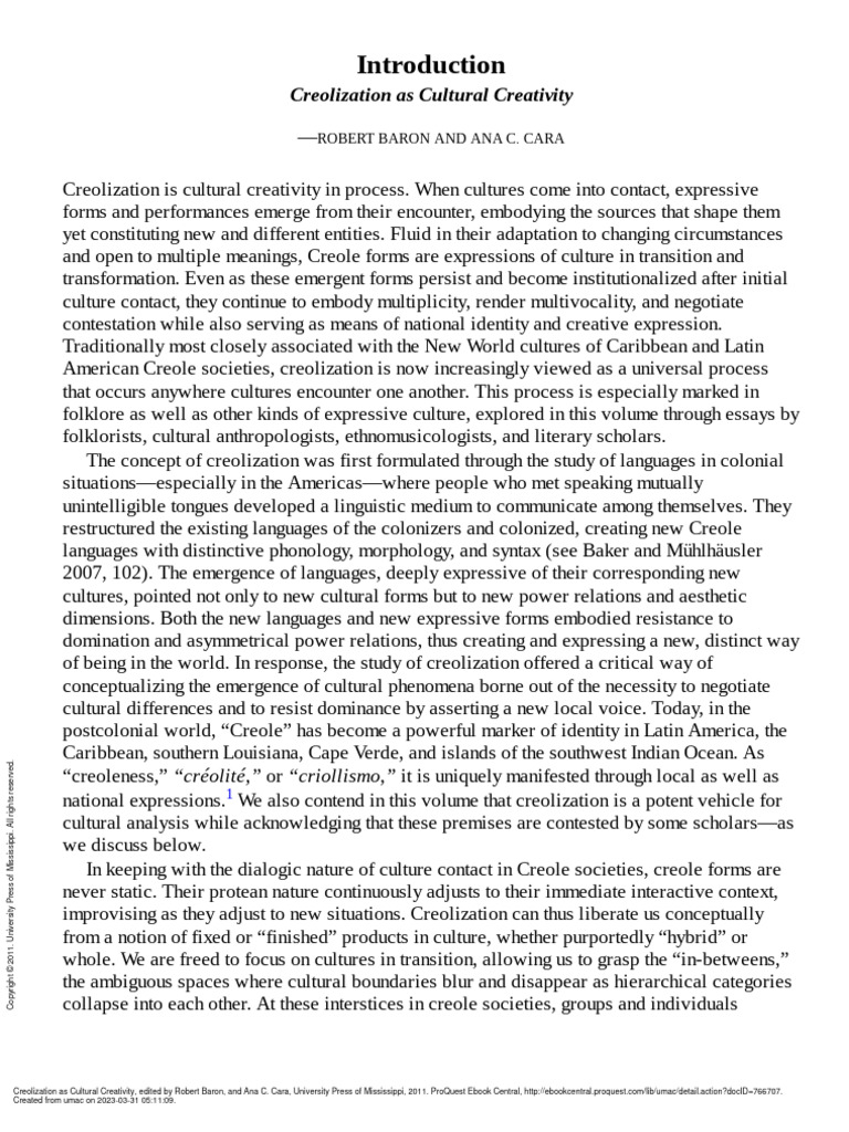 Introduction Creolization As Cultural Creativity | PDF | Folklore ...
