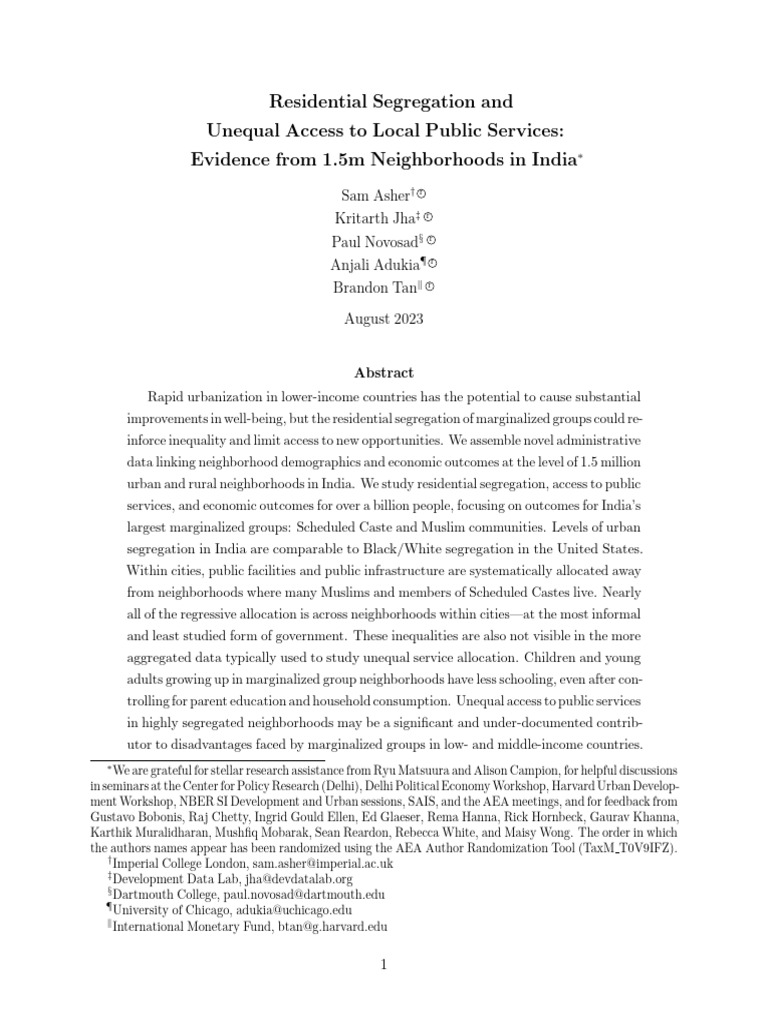 Residential Segregation and Unequal Access To Services | PDF | Census ...