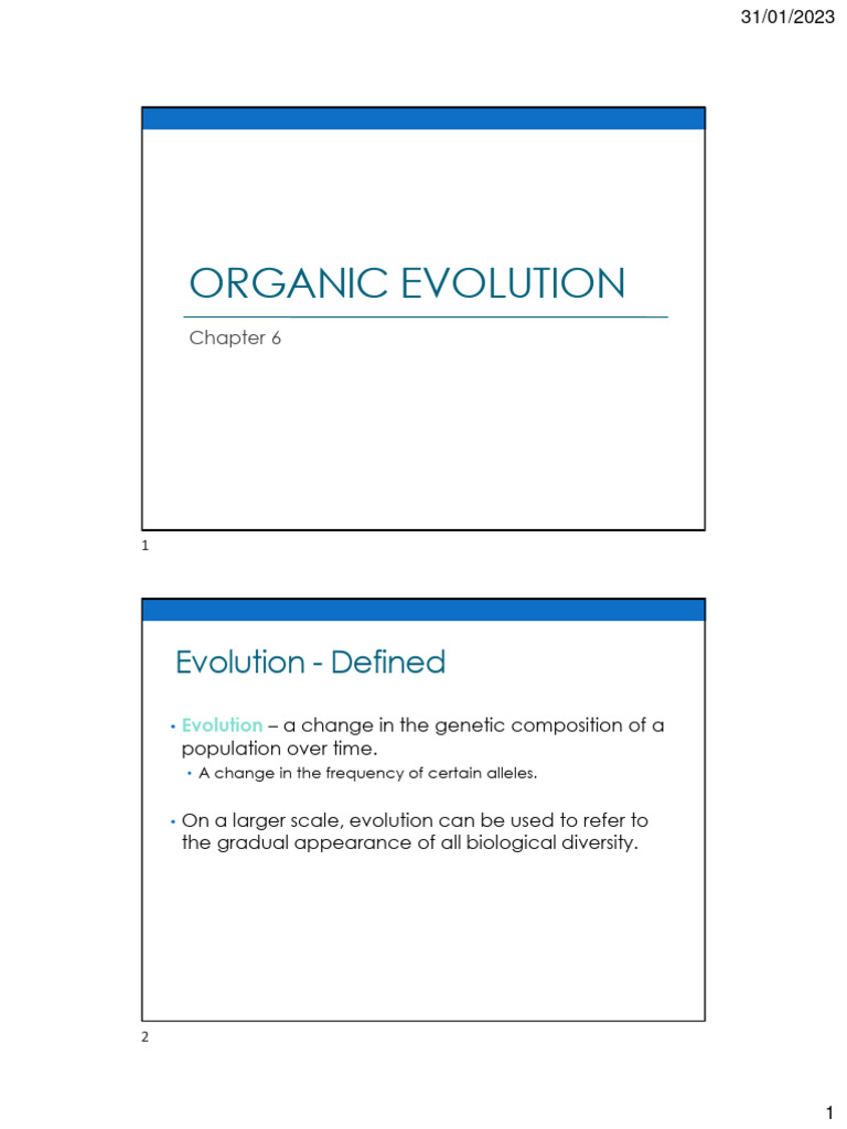 Organic Evolution | PDF | Natural Selection | Evolution