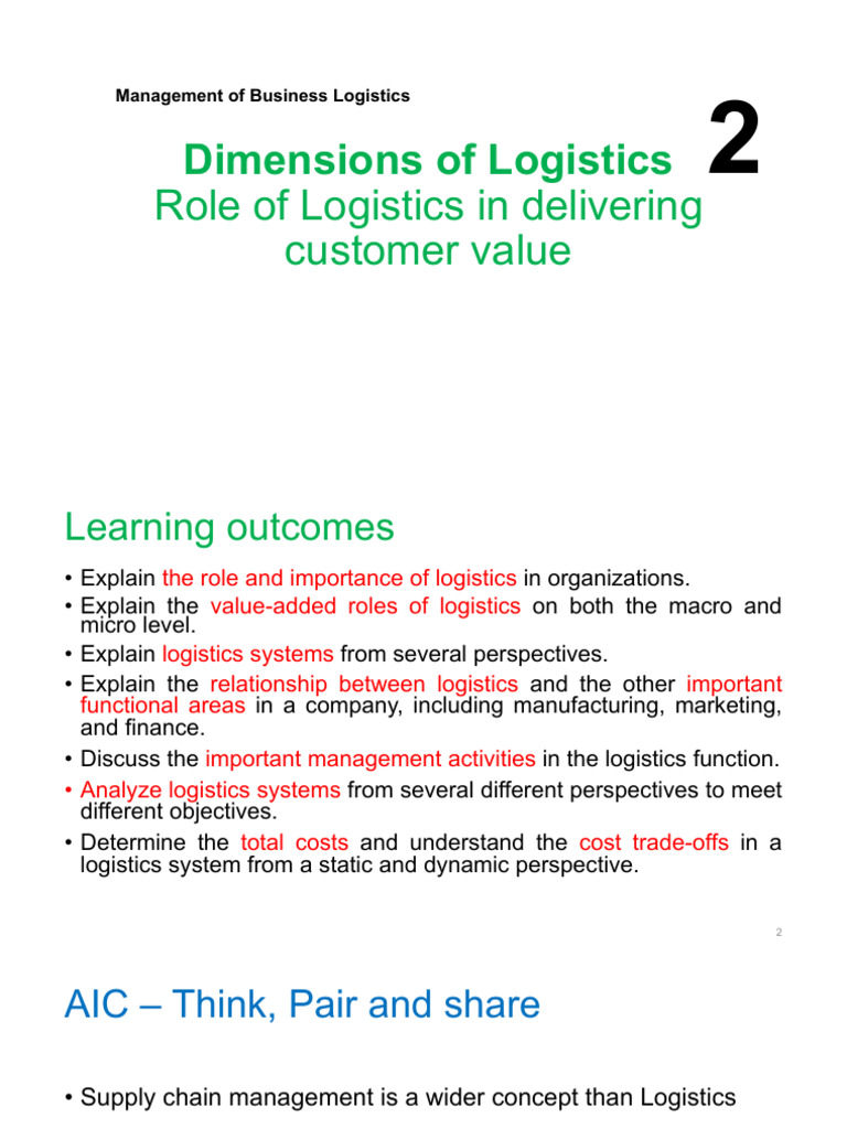 2.management of Business Logistics - Dimensions of Logistics | PDF