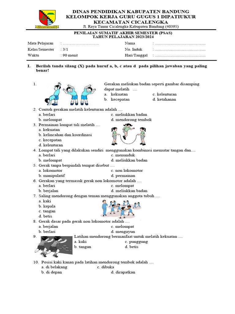 Soal Psas 1 Kelas 3 2023-2024 | PDF