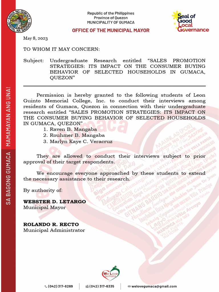 Permit To Conduct Research - LGMC | PDF