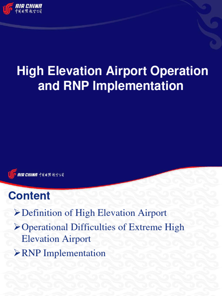 High Elevation Airport Operation and RNP Implementation - 0 | PDF ...