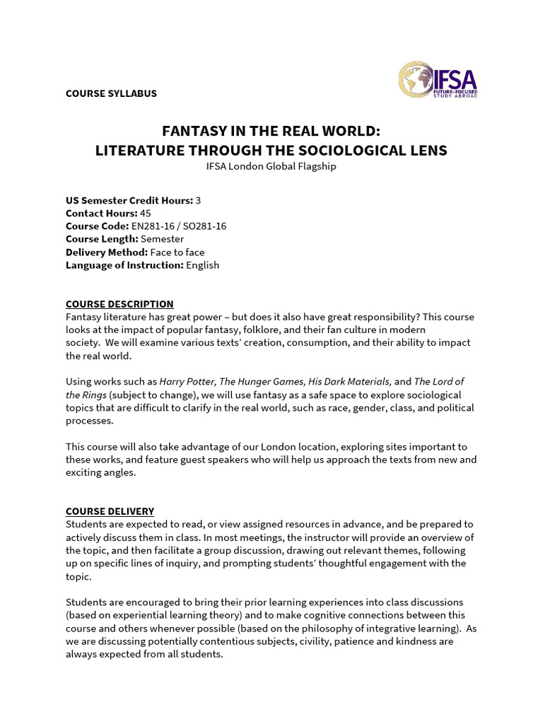 Fantasy Literature & Sociology Course | PDF | Fantasy | Learning