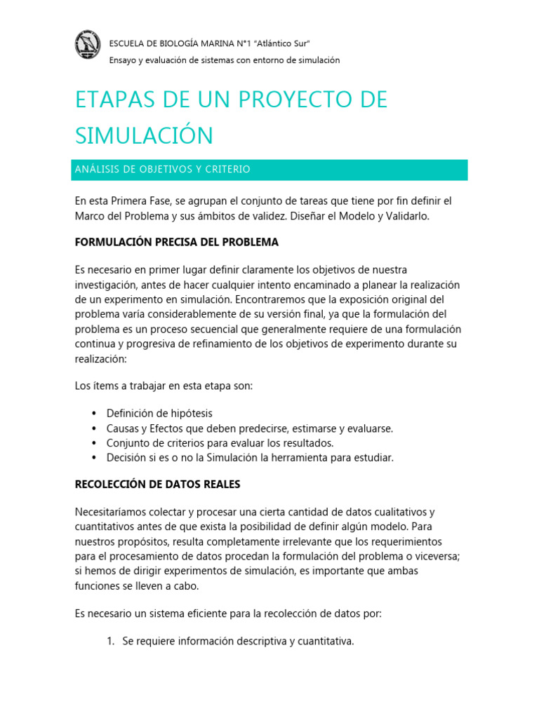 Etapas de Proyecto de Simulación | Descargar gratis PDF | Simulación ...