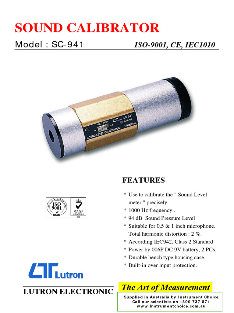SC941 Ic | PDF | Microphone | Calibration