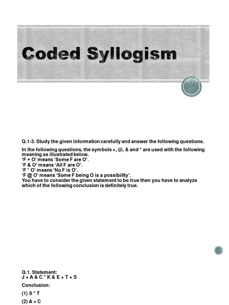Coded Syllogism | PDF | Logic | Mathematics