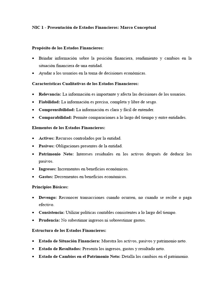 NIC 1 Infografia | PDF | Estado financiero | normas internacionales de ...