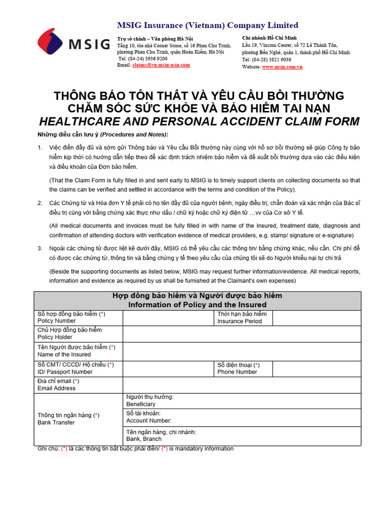 RCD PCV HC Claim Form 2023 | PDF