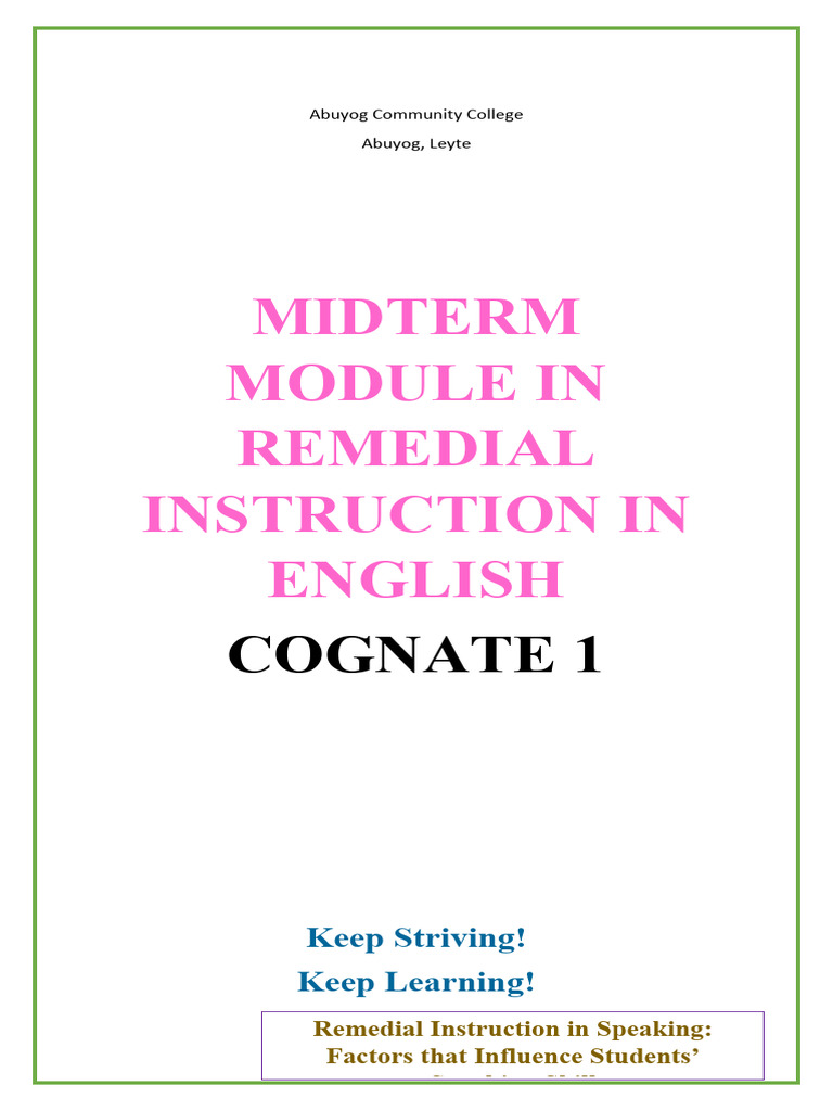 Midterm Module | PDF | Fluency | English Language