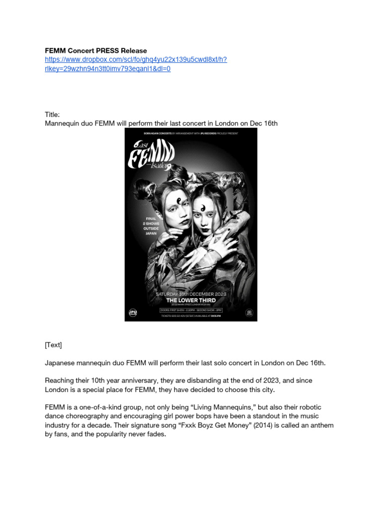 FEMM PRESS Release | PDF | Art