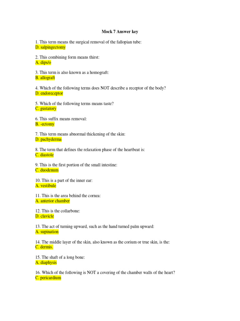 CPC Mock Exam 7 Answer Key | PDF