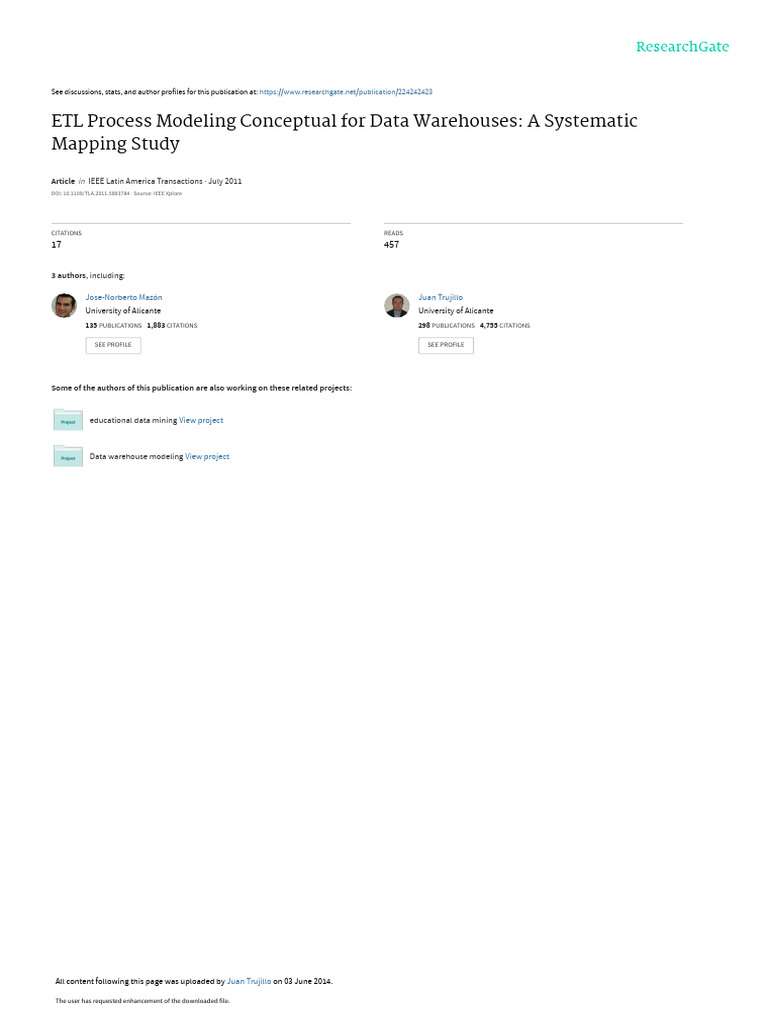 ETL Process Modeling Conceptual For Data Warehouse A Systematic Mapping ...