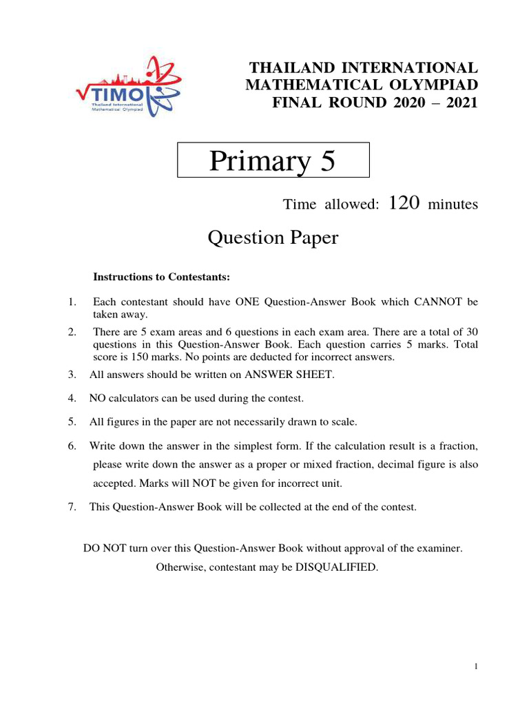 TIMO Final 2020-2021 P5 | PDF | Rectangle | Area