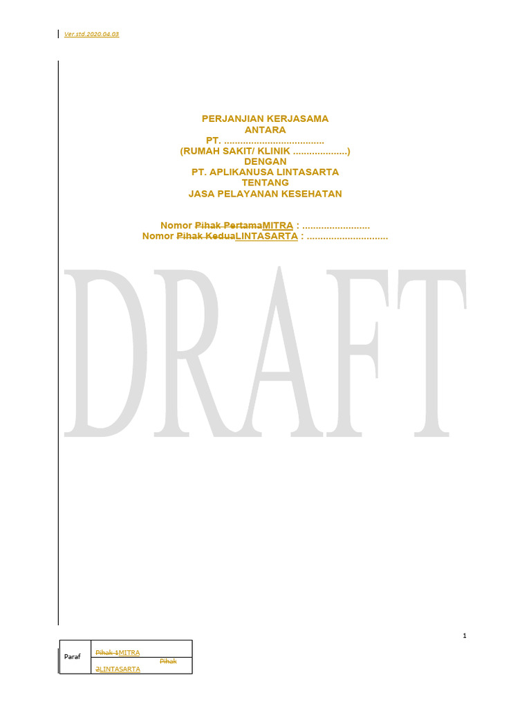 INS - Draft PKS Owlexa 2020 - Indemnity | PDF | Hukum
