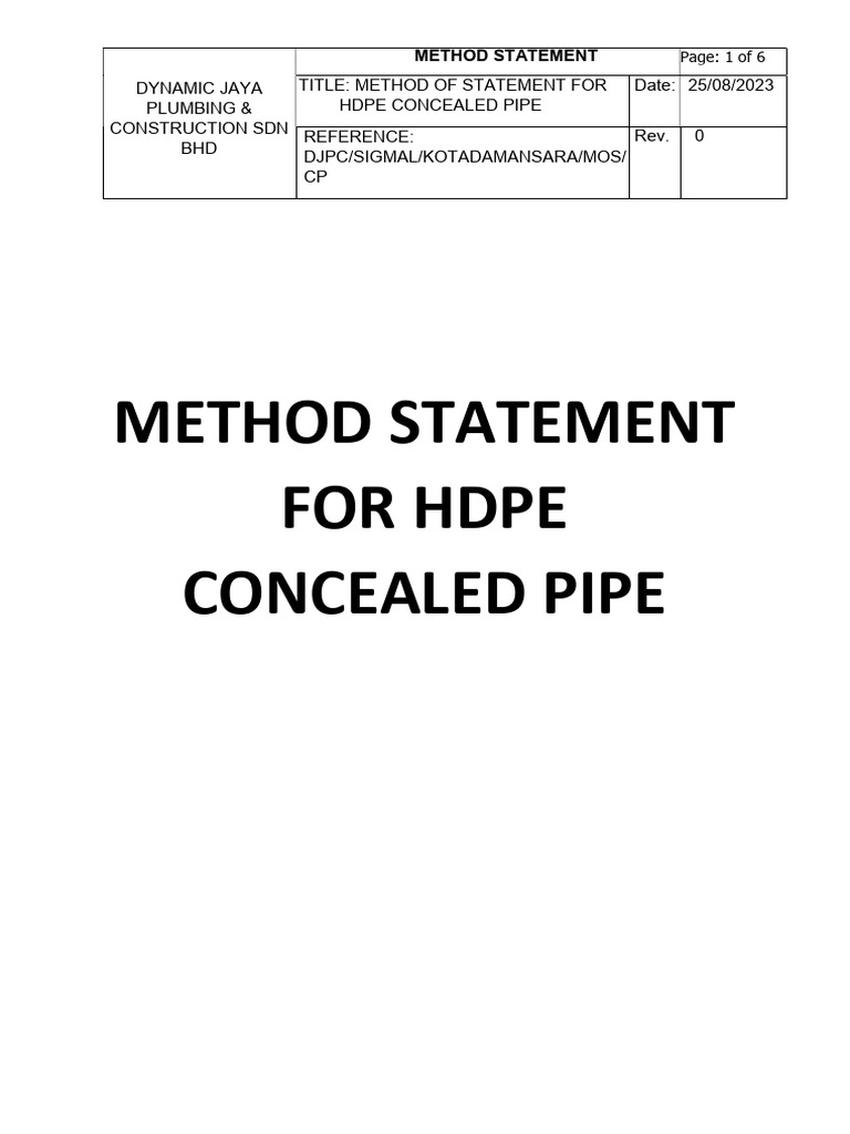 Mos Concealed Pipe | PDF | Plumbing | Pipe (Fluid Conveyance)