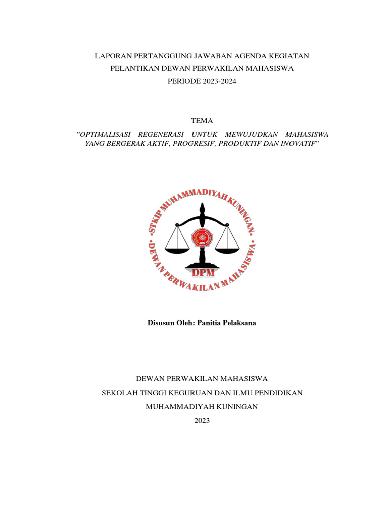 LPJ Kegiatan Pelantikan DPM Periode 2023-2024 | PDF