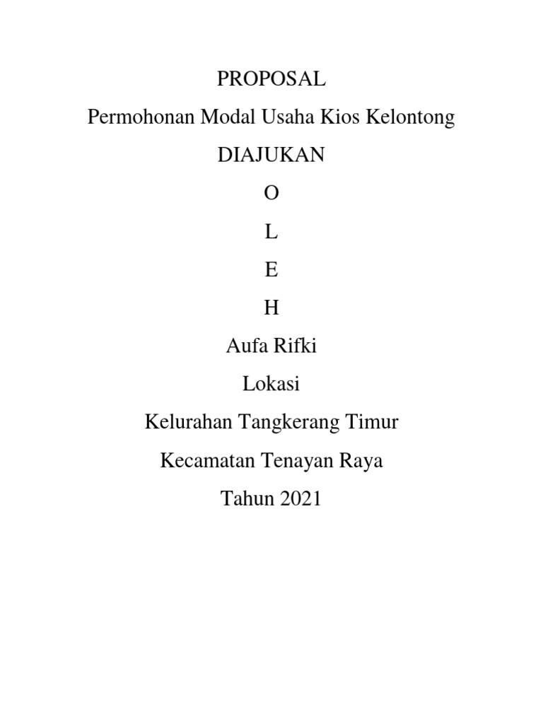 Permohonan Modal Usaha Kios Kelontong | PDF