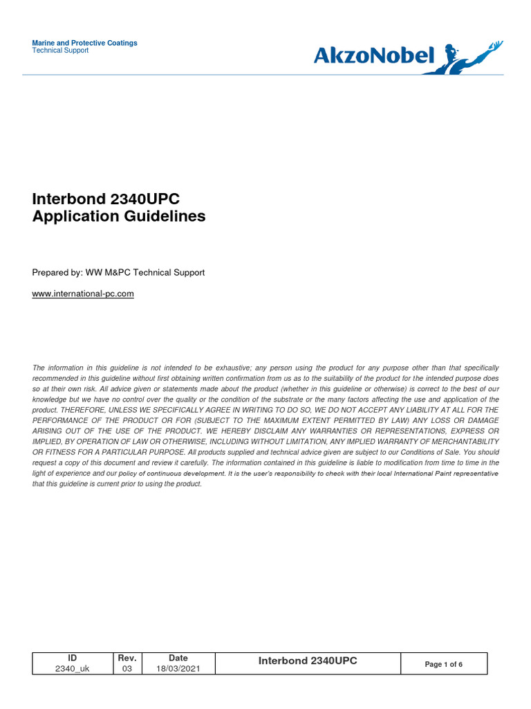 Interbond 2340UPC Application Guidelines Rev 03 180321 | PDF | Paint | Corrosion