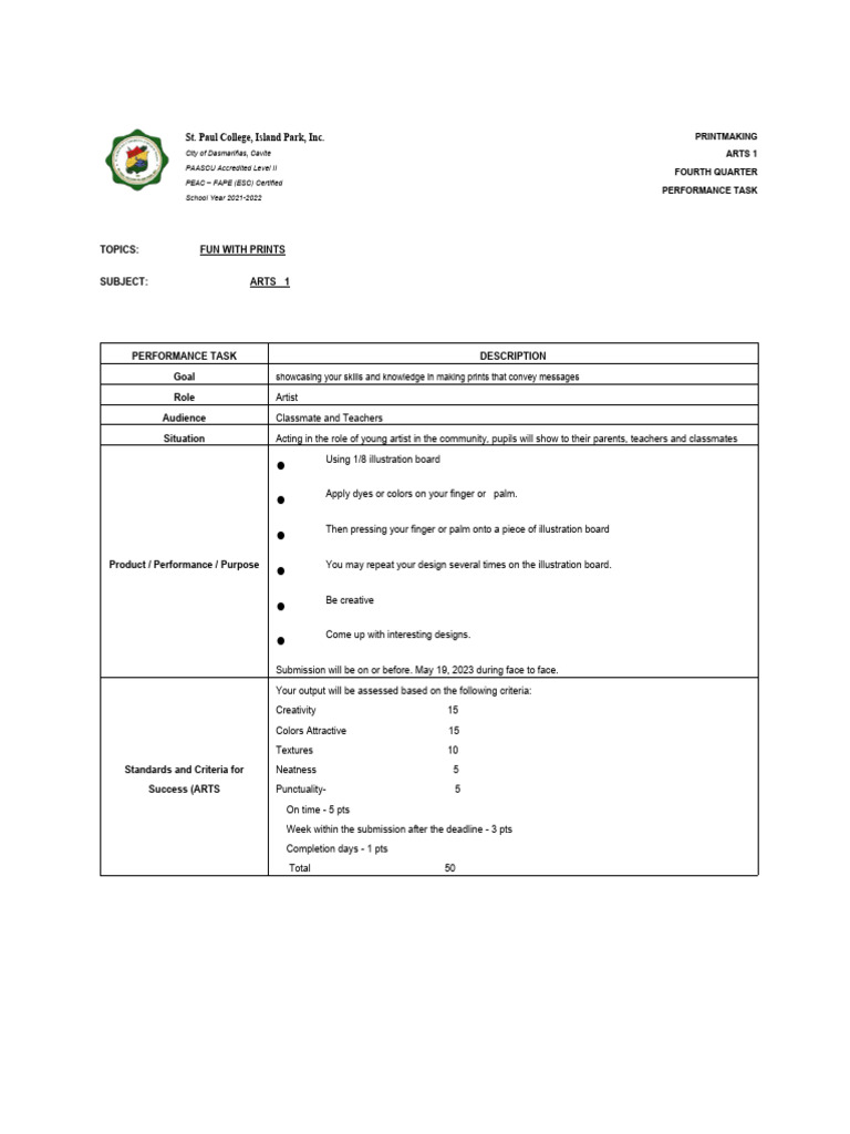 Q4-Peta Arts 1 | PDF | Learning | Human Communication