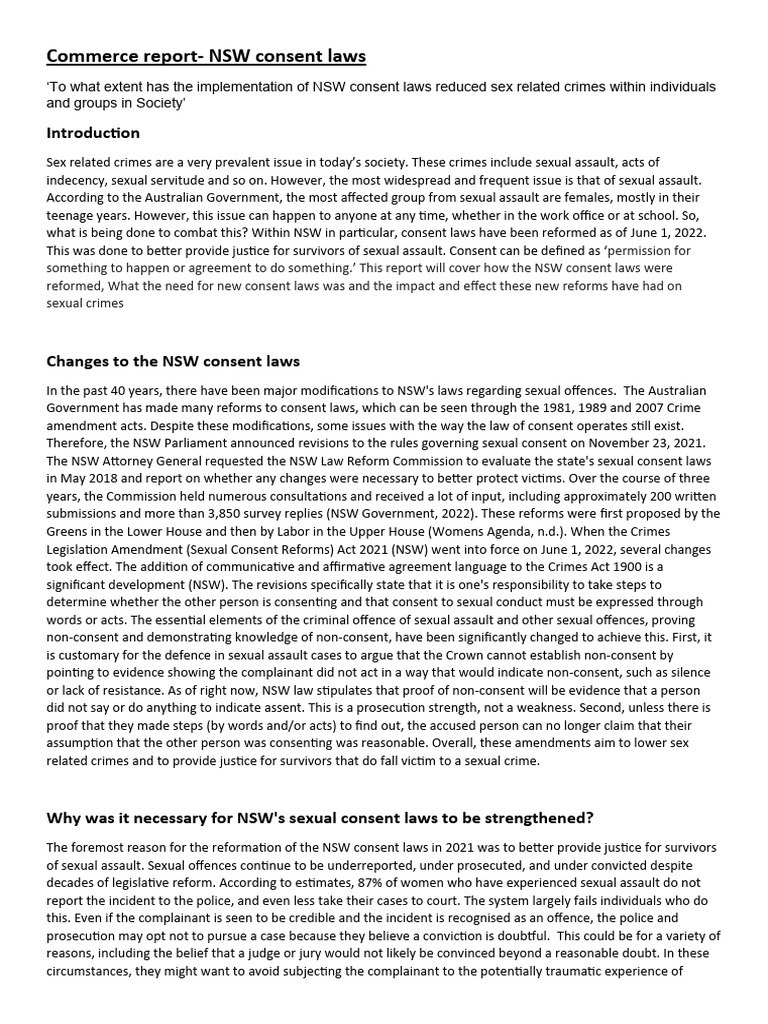 Consent Laws Report | PDF | Sexual Assault | Consent