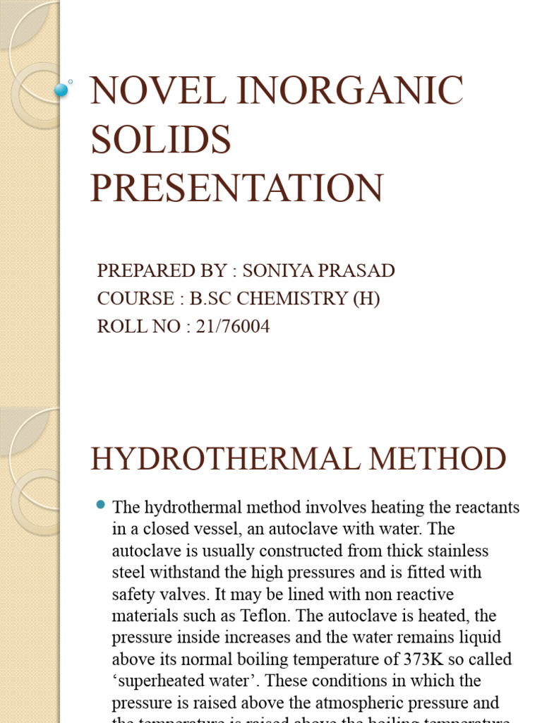 Hydrothermal Method for Nanomaterials | PDF | Crystallization ...
