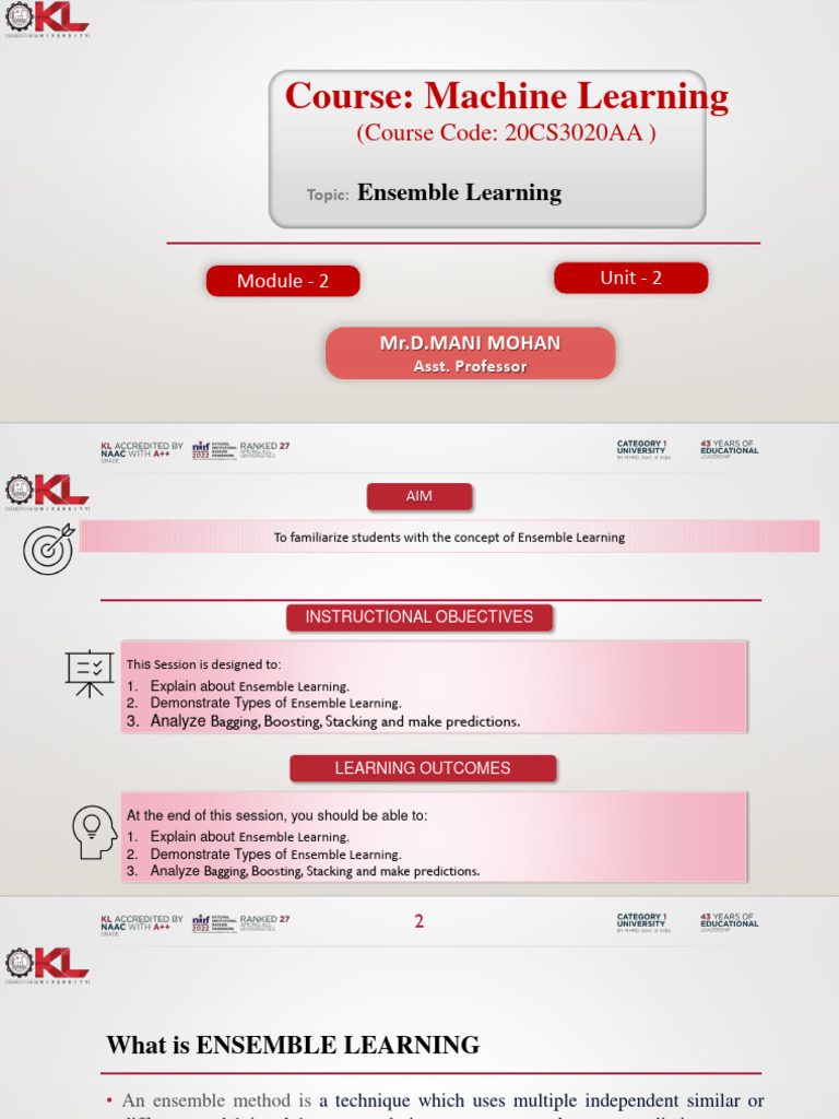 ML - CO3 - Session 25 Ensemble Learning | PDF