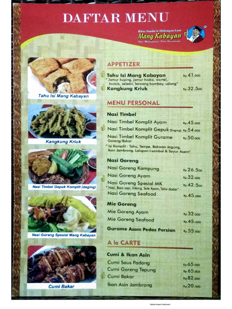 Menu Mang Kabayan | PDF