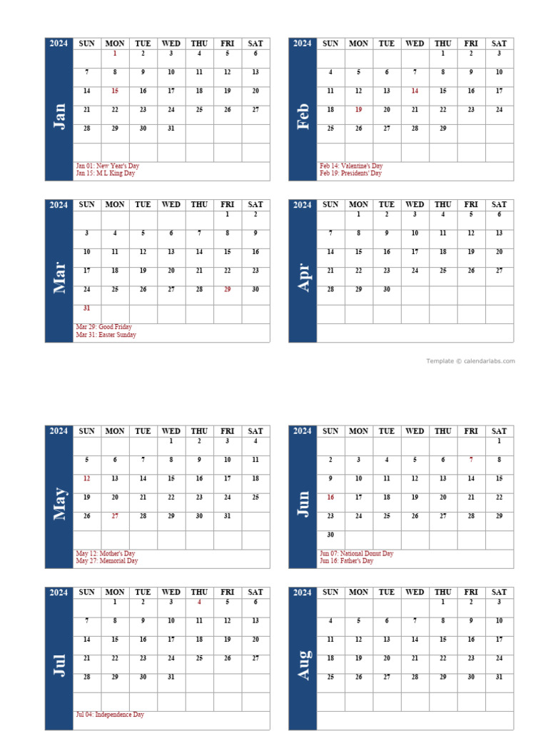 2024 Word 4 Months Calendar Template 11 | PDF | Observances