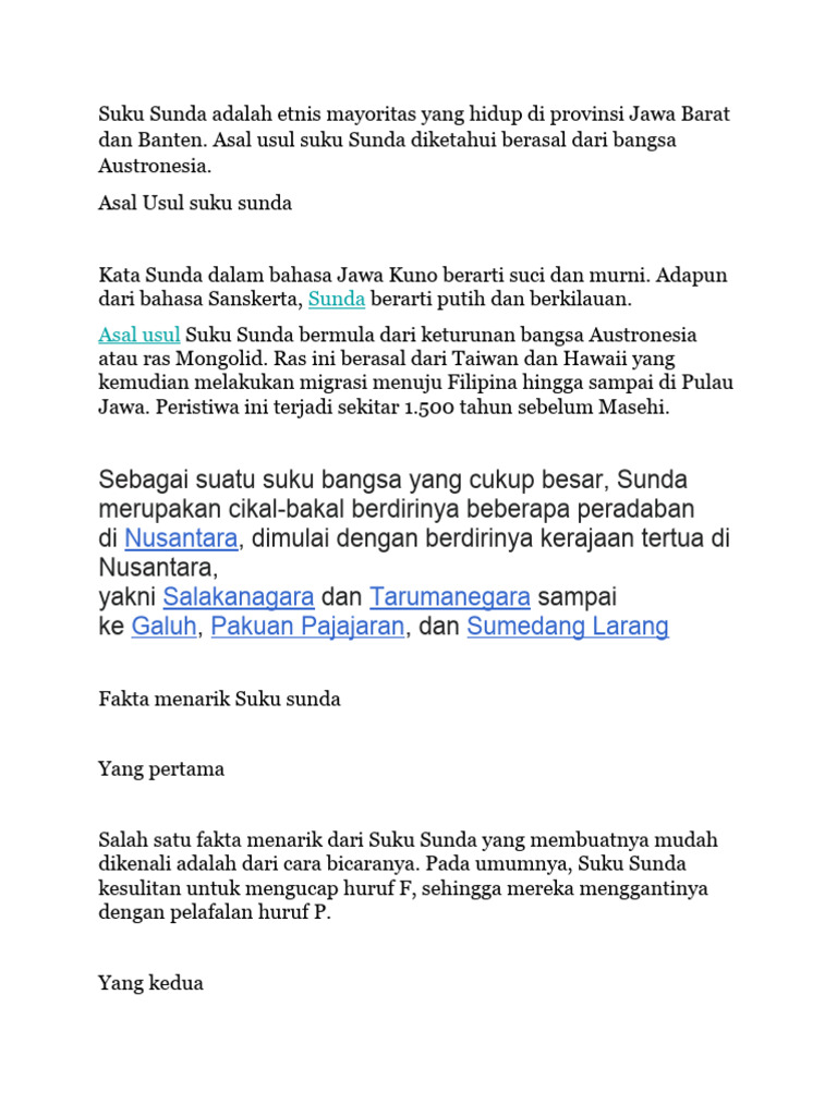 Asal Usul Suku Sunda | PDF