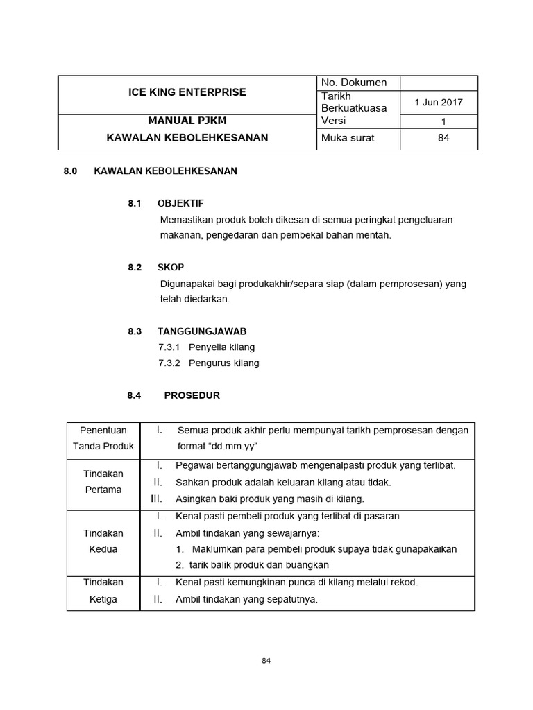 8.0 Kawalan Kebolehkesanan (Traceability) | PDF