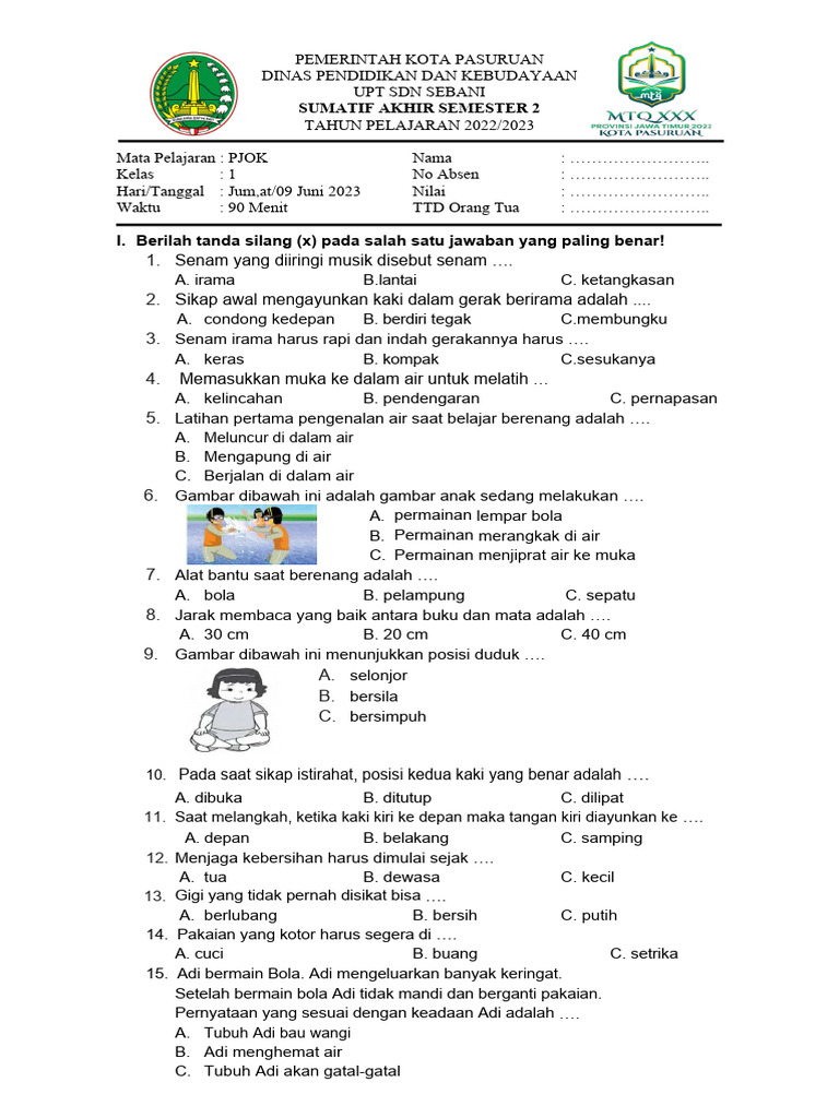 Soal Pjok Kelas 1 | PDF