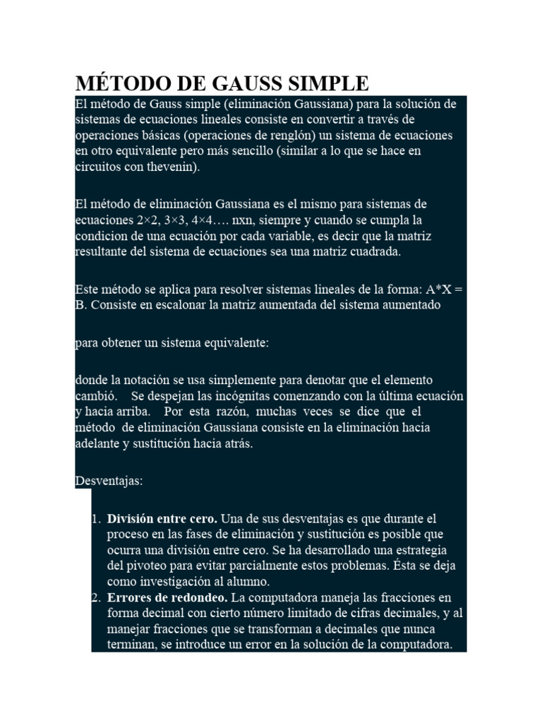 Gauss Simple 1 | PDF | Ecuaciones | Matriz (Matemáticas)